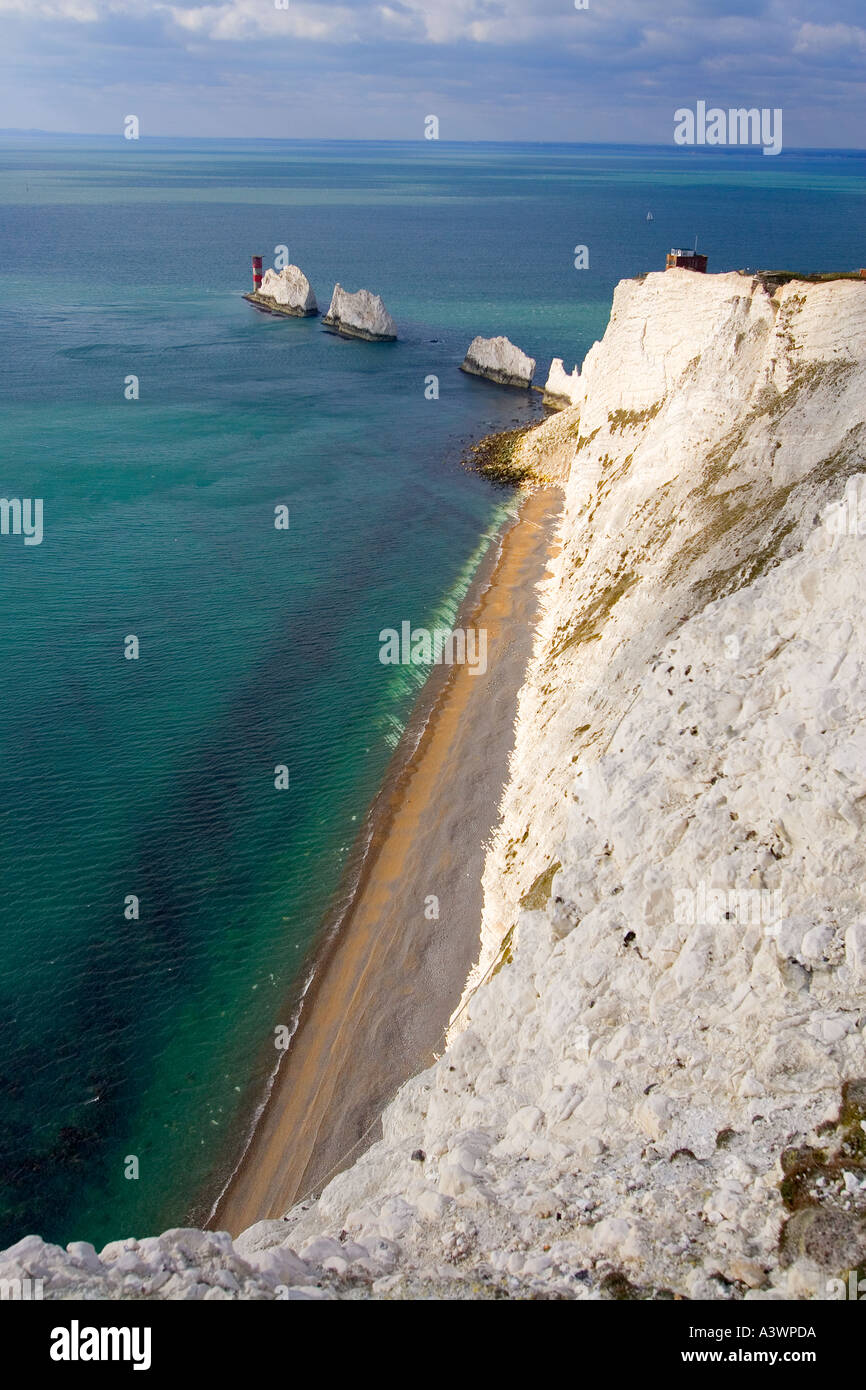 The Needles Scratchells Bay Isle of Wight England UK Stock Photo - Alamy