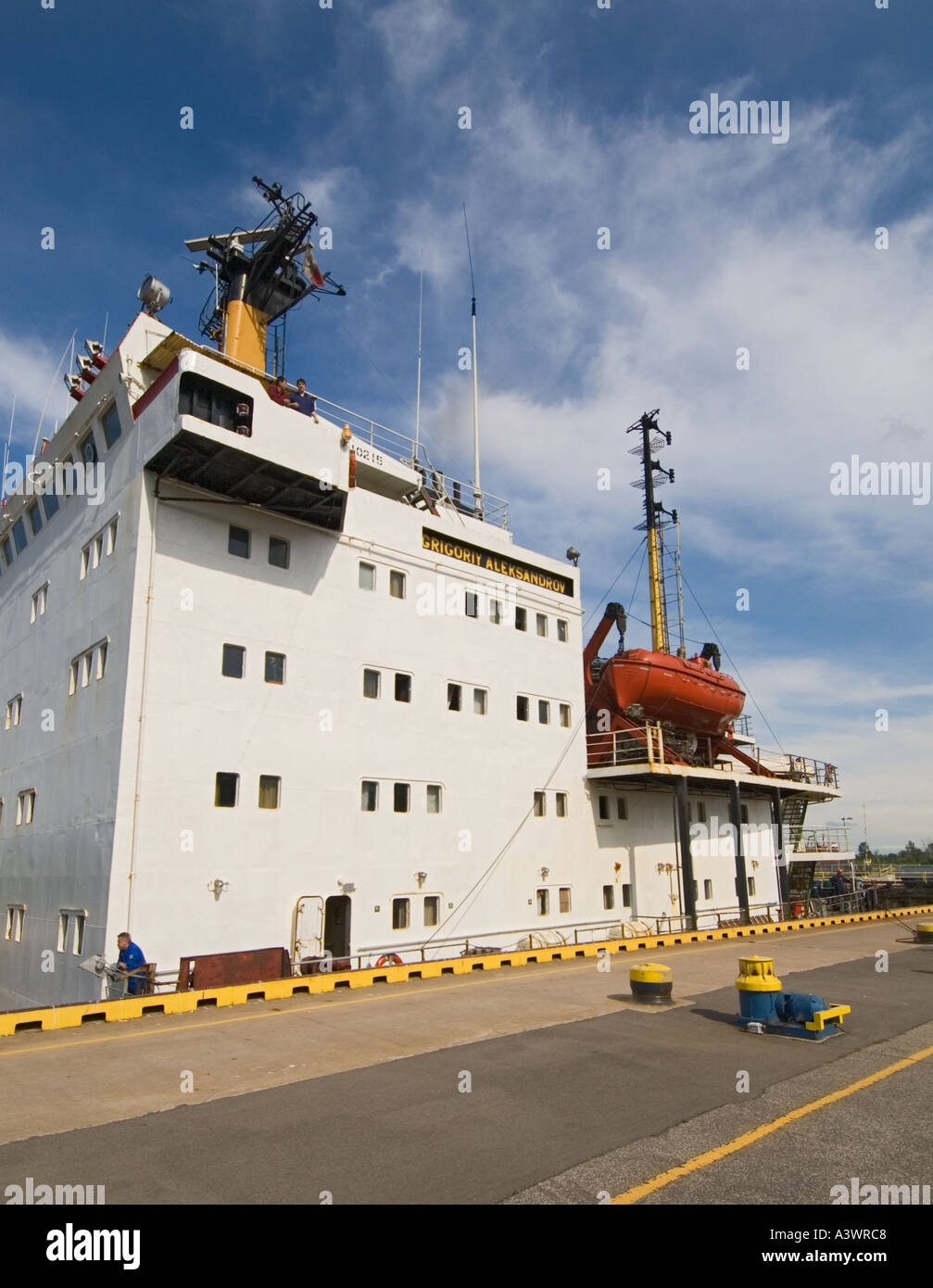 Canada Ontario Welland Canal Russian ship being lowered in lock ...