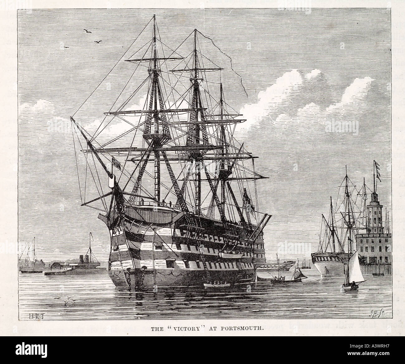 HMS victory 104 gun cannon 1760 ship fleet defeat Spanish armada Stock ...