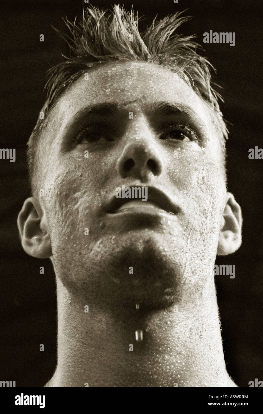 Boxer sweating during fight Stock Photo - Alamy