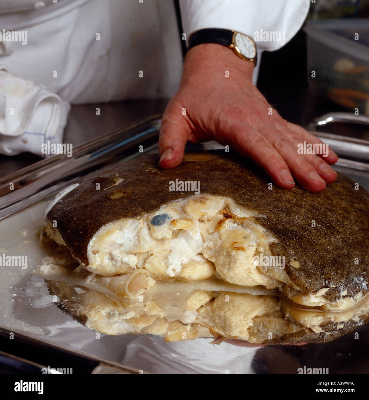 Turbot stuffed with fish mousse Keywords steps hands chef kitchen ...