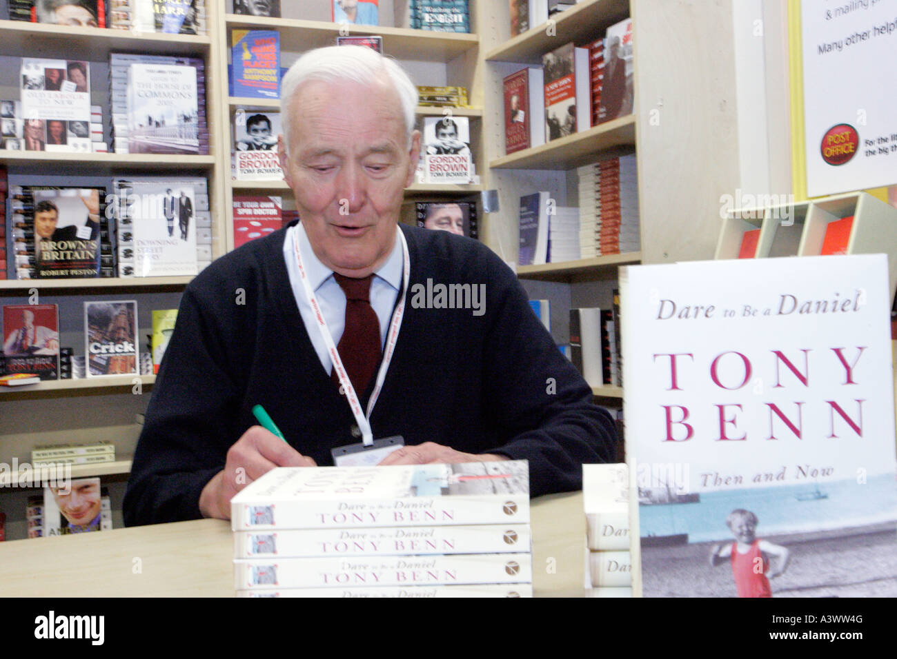 Tony Benn book signing at labour party conference 2005 brighton Stock ...