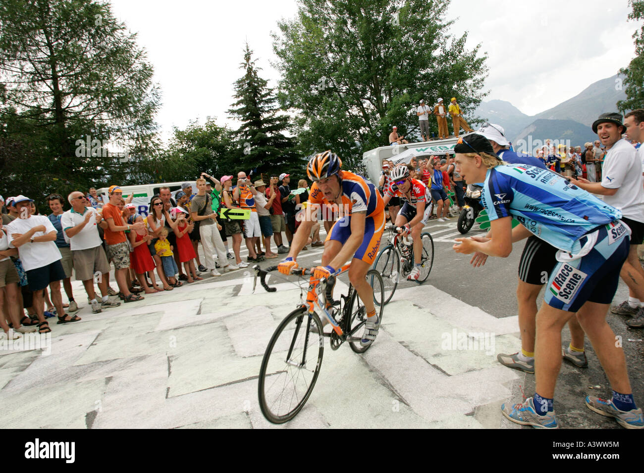 Alpe d'huez Dutch corner no 7 Tour de France Alps mountains Stock Photo ...