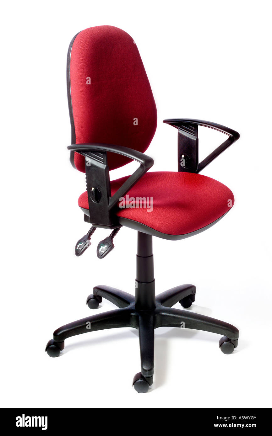 Red Office Chair in studio against white background Stock Photo - Alamy