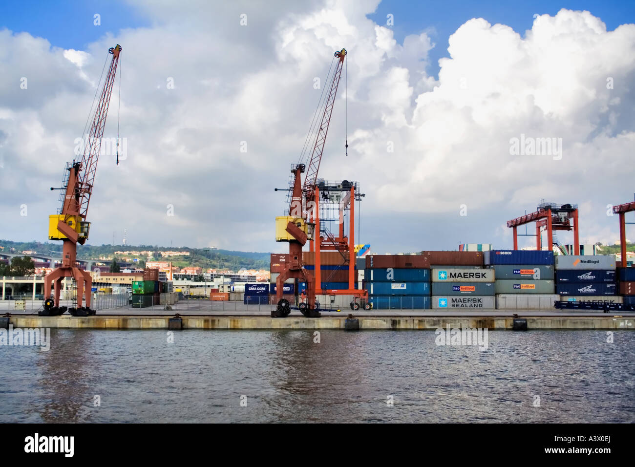 Lisbon International Port cranes and crates. Portugal Stock Photo - Alamy