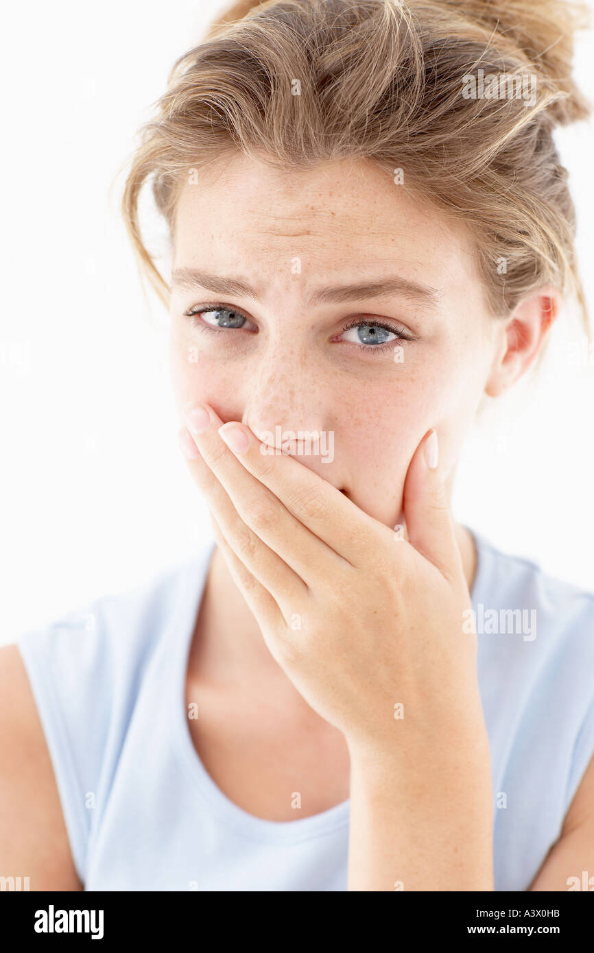 Woman wearing white crying hi-res stock photography and images - Alamy
