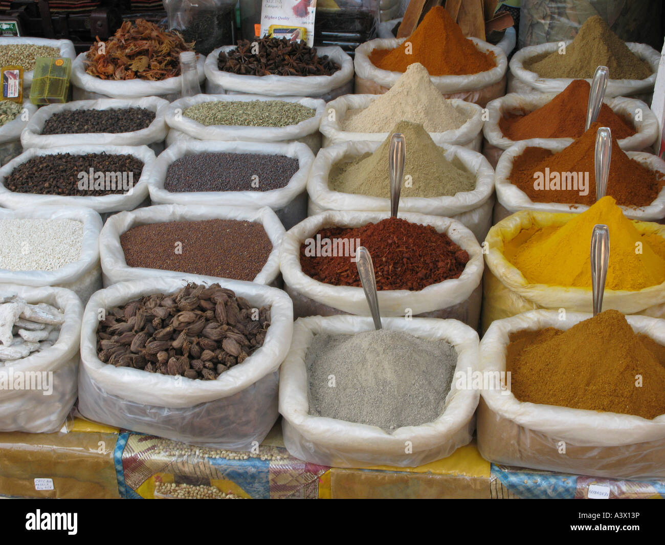 INDIA Spice stand in Colaba market Mumbai Photo Julio Etchart Stock ...
