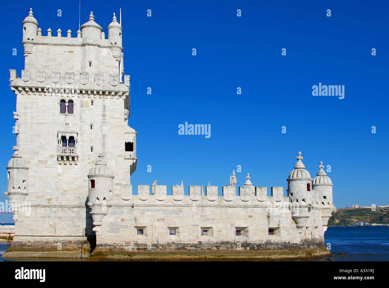 side view belem tower in lisbon Stock Photo - Alamy