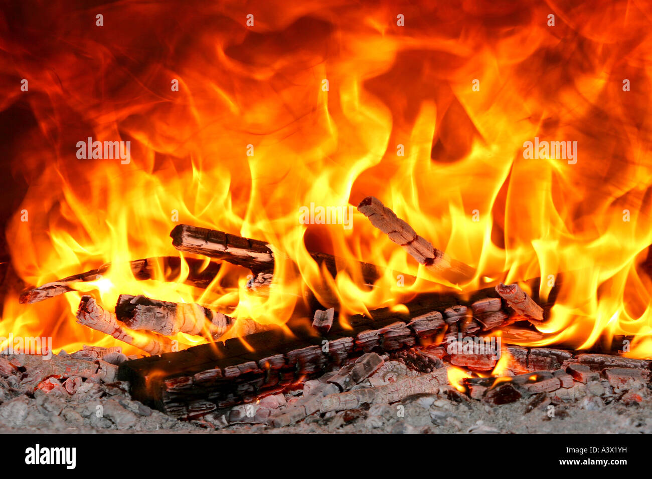 big fire from wood burning in an oven Stock Photo - Alamy