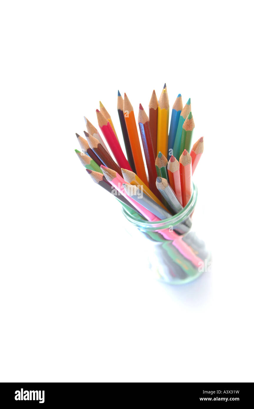 Colored pencils in glass Stock Photo - Alamy