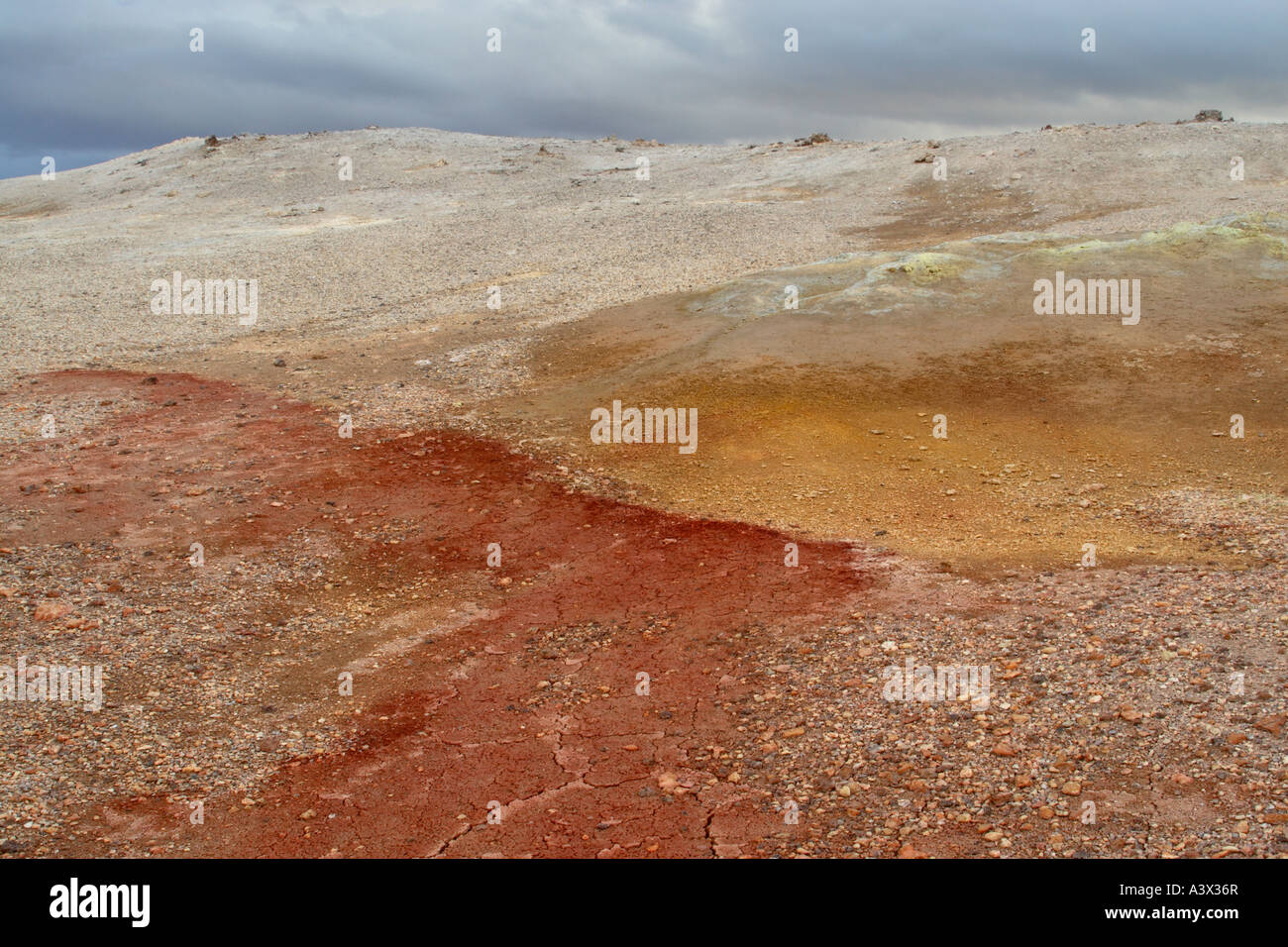 Geothermally active region near Myvatn in Iceland Sulphur rich rock ...