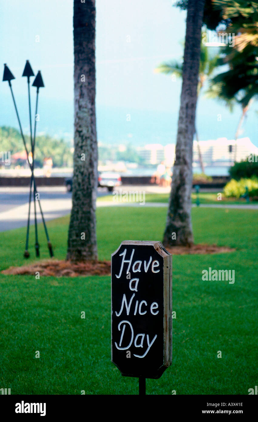 Have a nice day hotel sign Kona Hawaii USA Stock Photo - Alamy