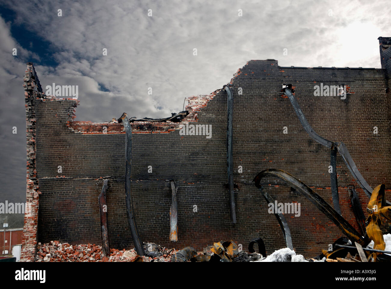 Remains of a fire damaged factory Stock Photo - Alamy