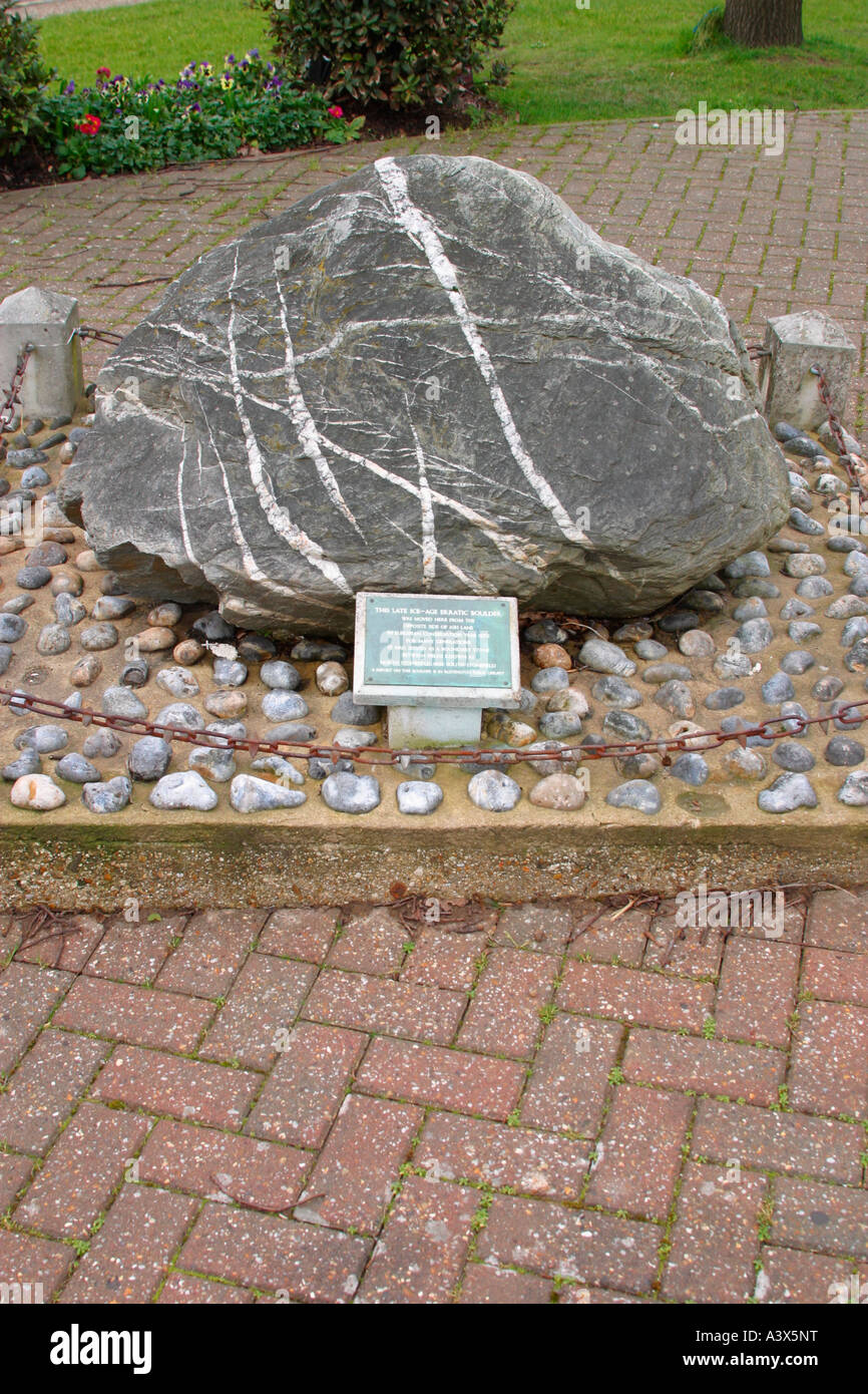 Ice age erratic boulder on permanent display in the village of ...