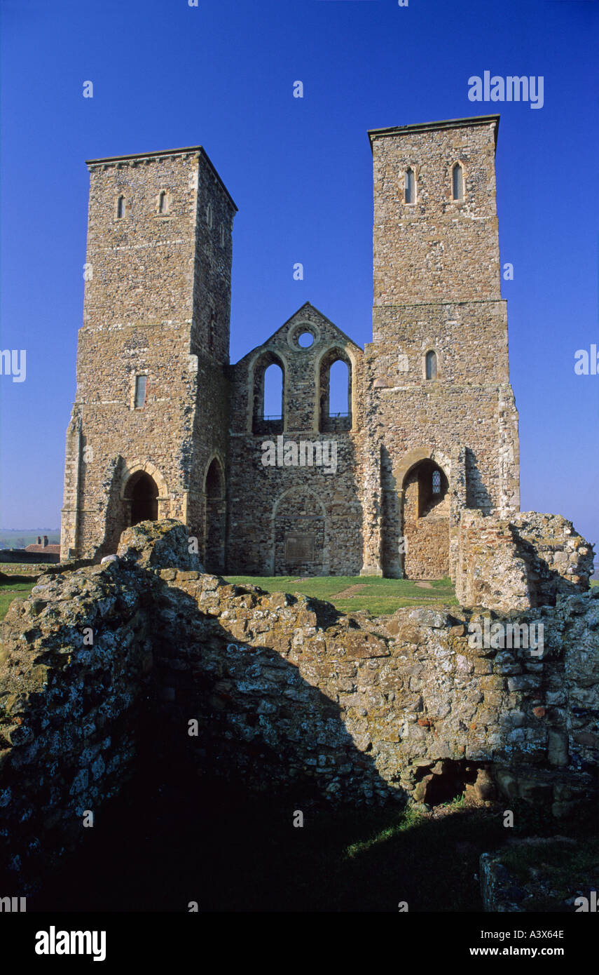 Reculver towers Thanet Kent England church ruin monument. Built on the ...