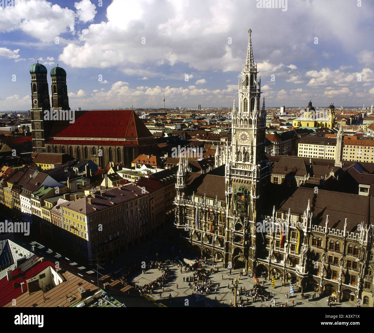 geography / travel, Germany, Munich, city views, city hall and church ...