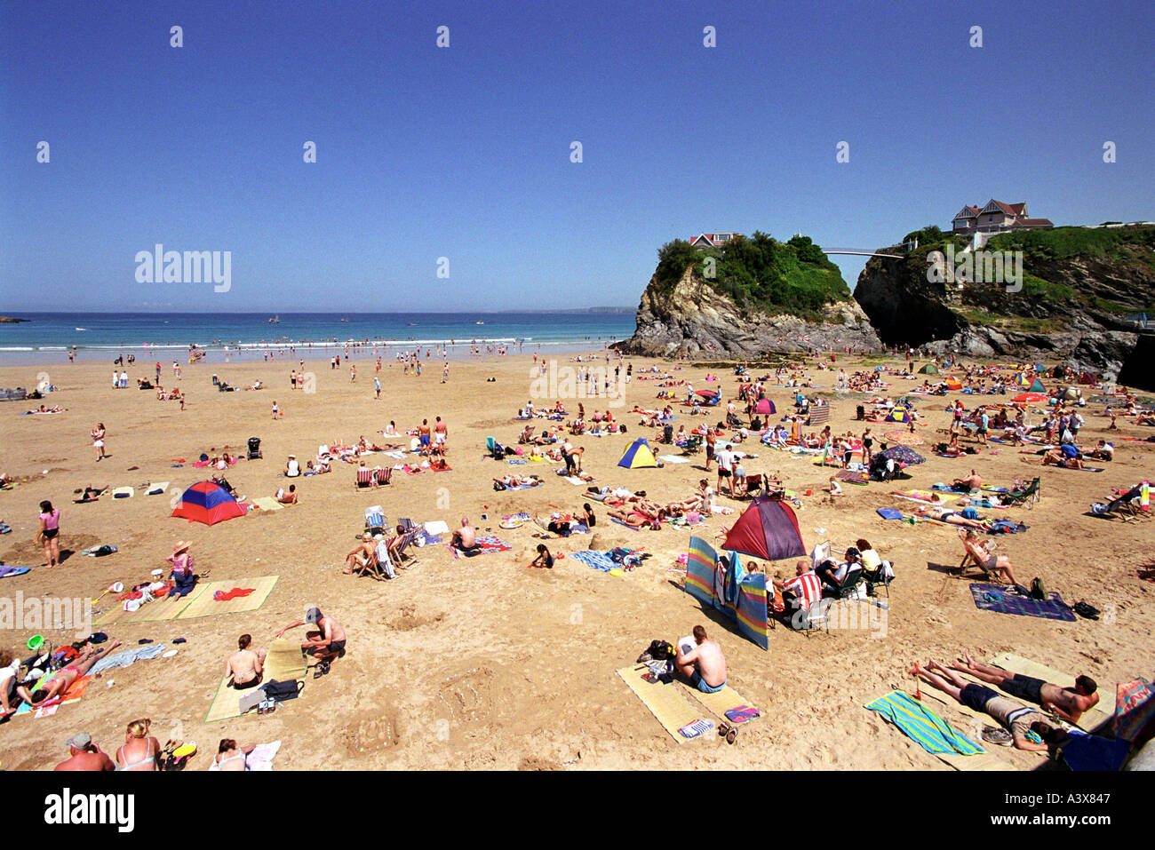 Towan Beach in Newquay in Cornwall Britain UK Stock Photo - Alamy