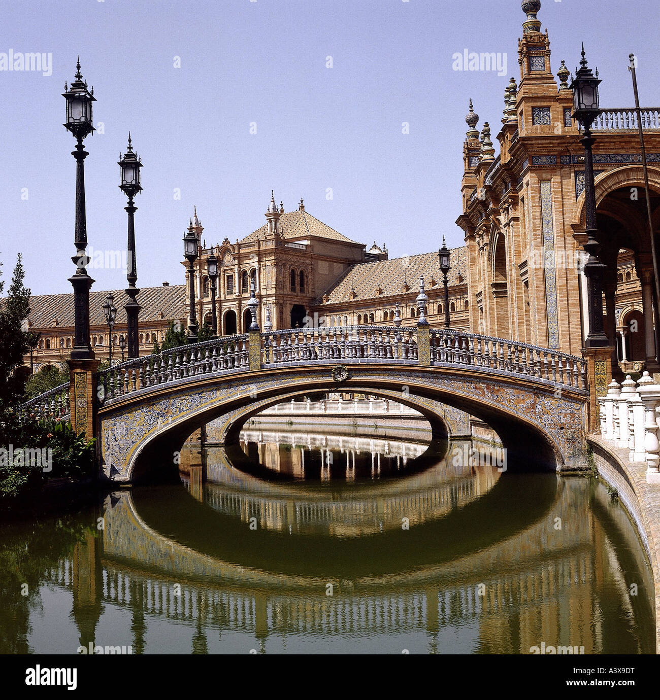 geography / travel, Spain, Seville, Plaza de Espana with bridges ...