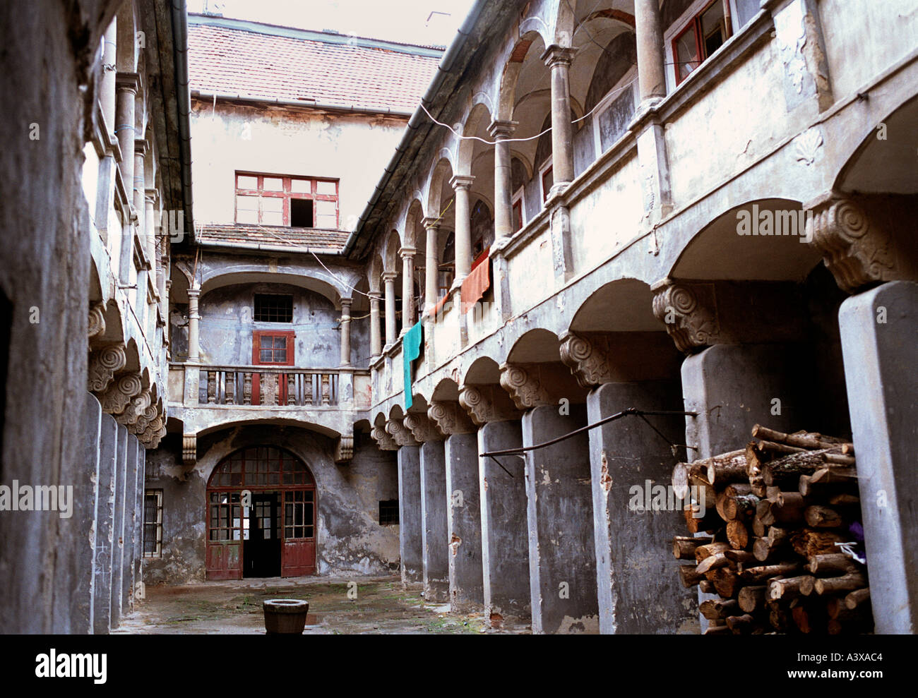Courtyard of flats in Levoca, Slovakia Stock Photo - Alamy
