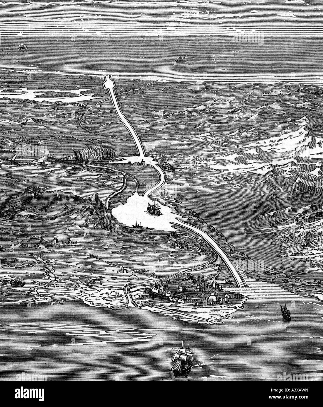 geography / travel, Egypt, Suez Canal, built 1859 - 1869 Stock Photo ...