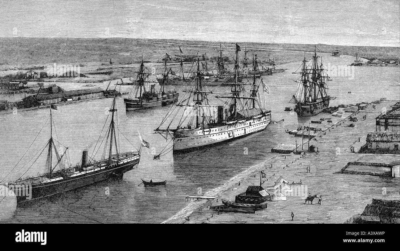 geography / travel, Egypt, Suez Canal, built 1859 - 1869, near Port ...