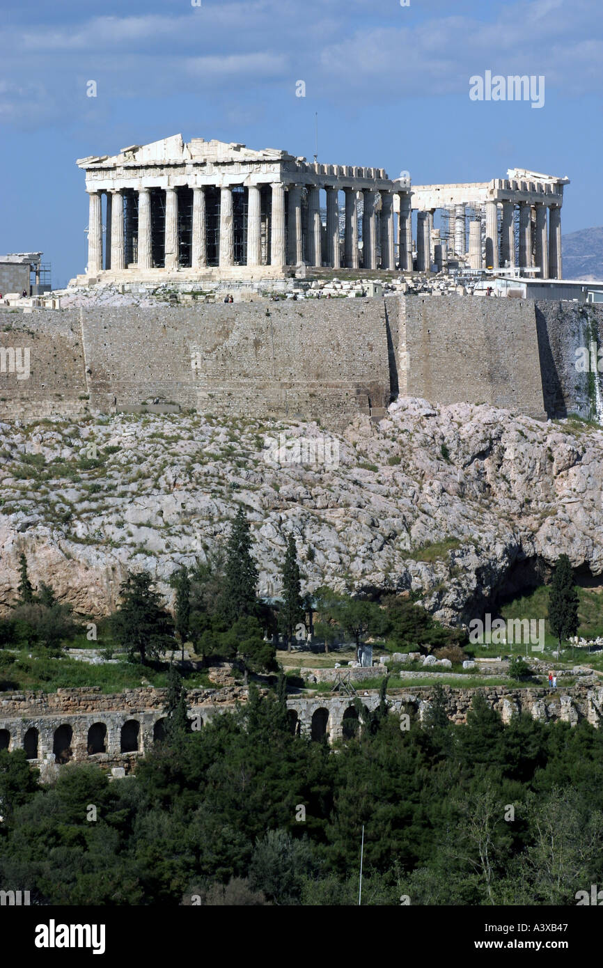 Athens Greece View of the Acropolis The Parthenon Propylaea Panoramic Scene Scenic Stock Photo ...