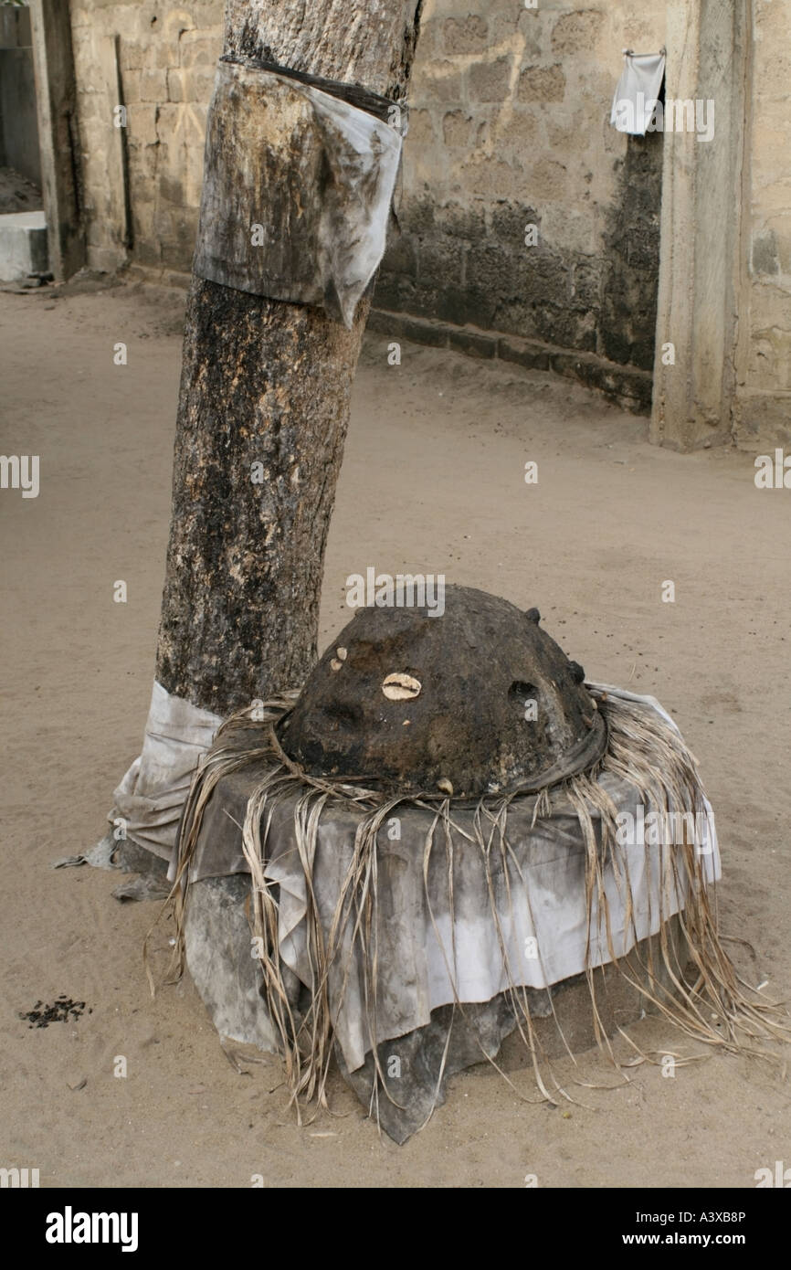 Voodoo Legba Statue outside a home to protect the house , Benin Stock ...