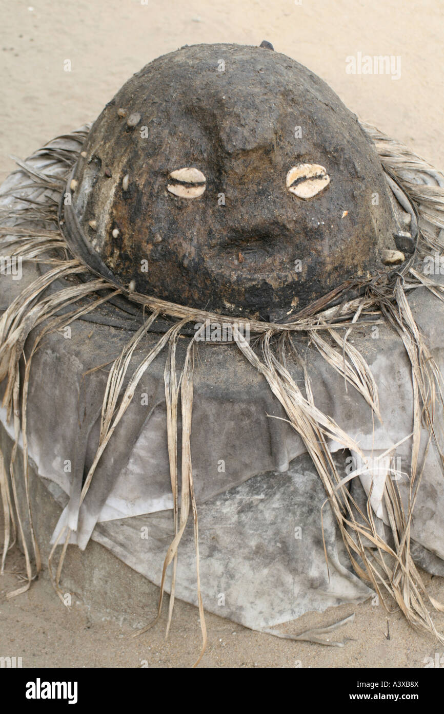 Voodoo Legba Statue outside a home to protect the house , Benin Stock ...