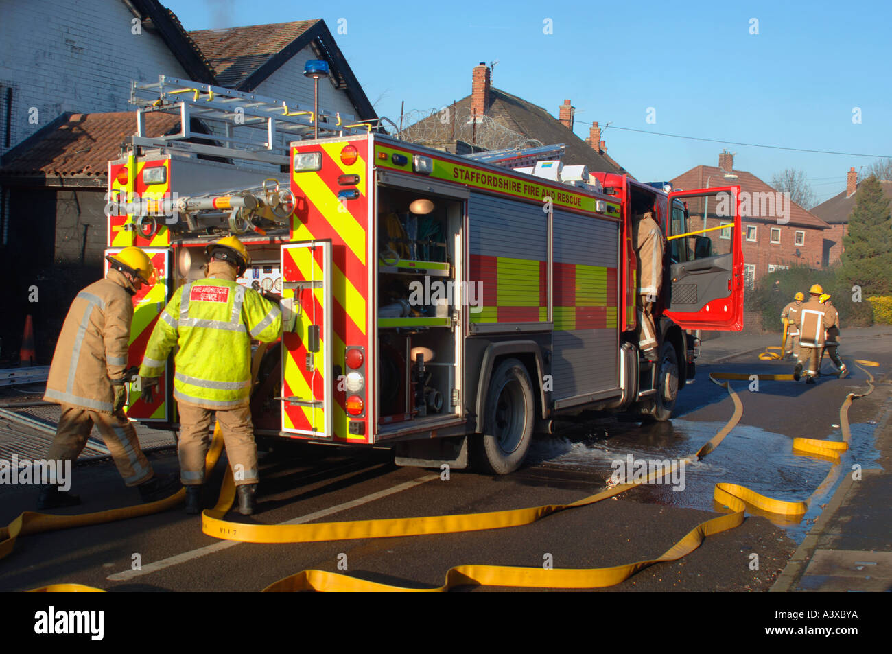 Staffordshire Fire Service In Action Stock Photo - Alamy