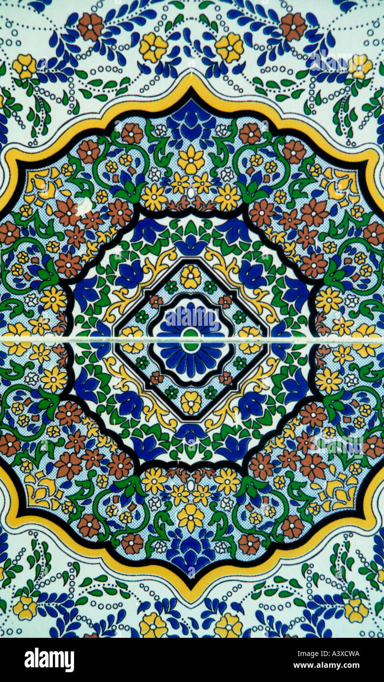 Ornate wall tile, Marrakesh, Morocco Stock Photo - Alamy