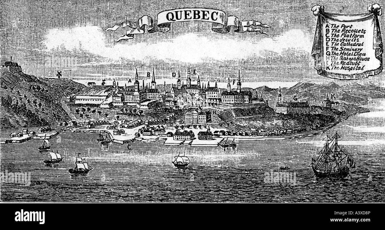 geography / travel, Canada, cities, Quebec City, views, middle of 18th ...