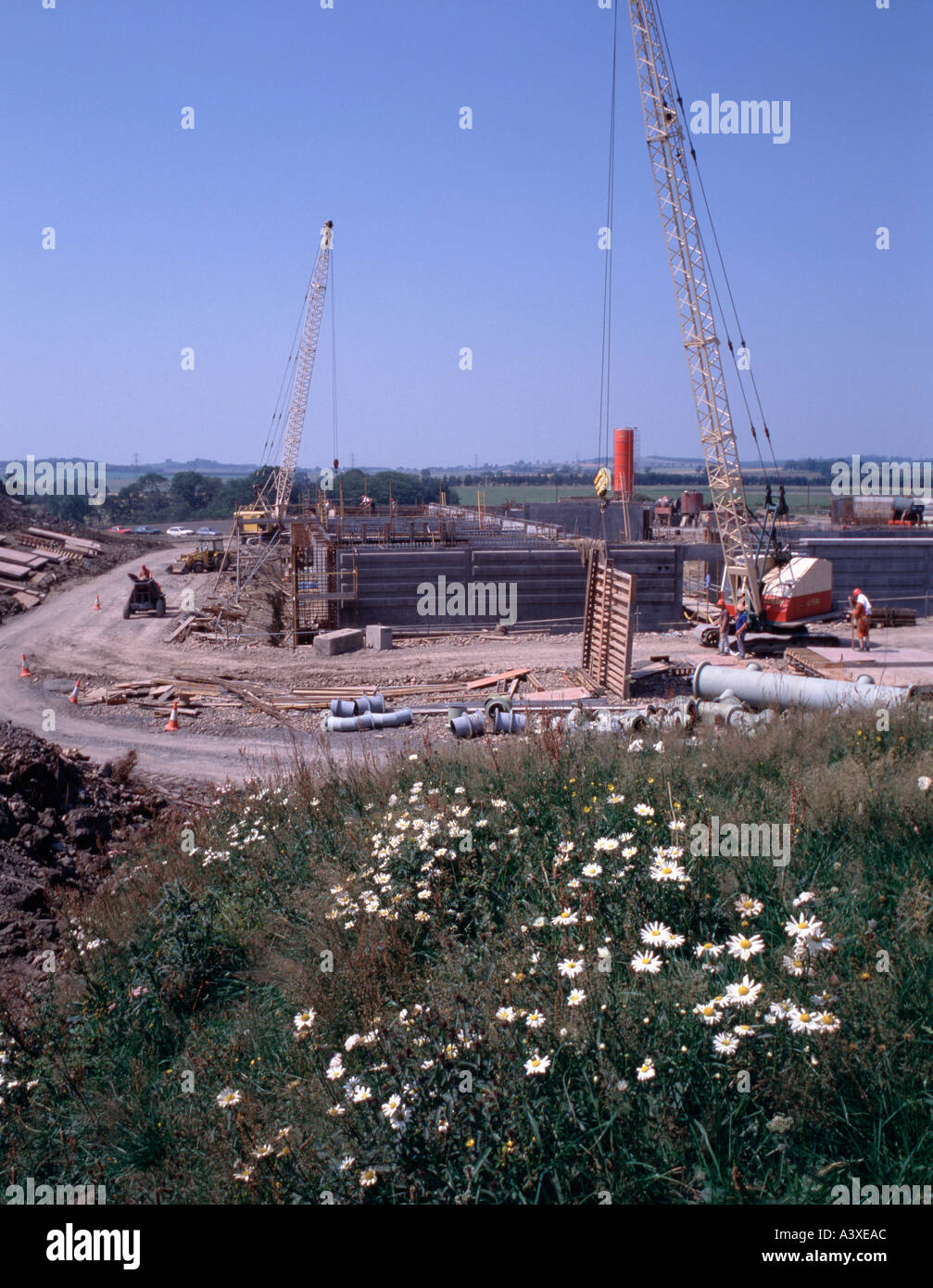 General view of the construction of a water treatment works; Whittle ...