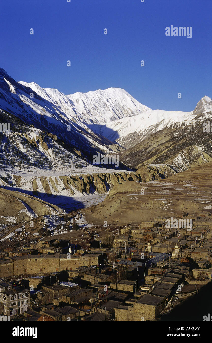 geography / travel, Nepal, Manang, city views / cityscapes, village at ...