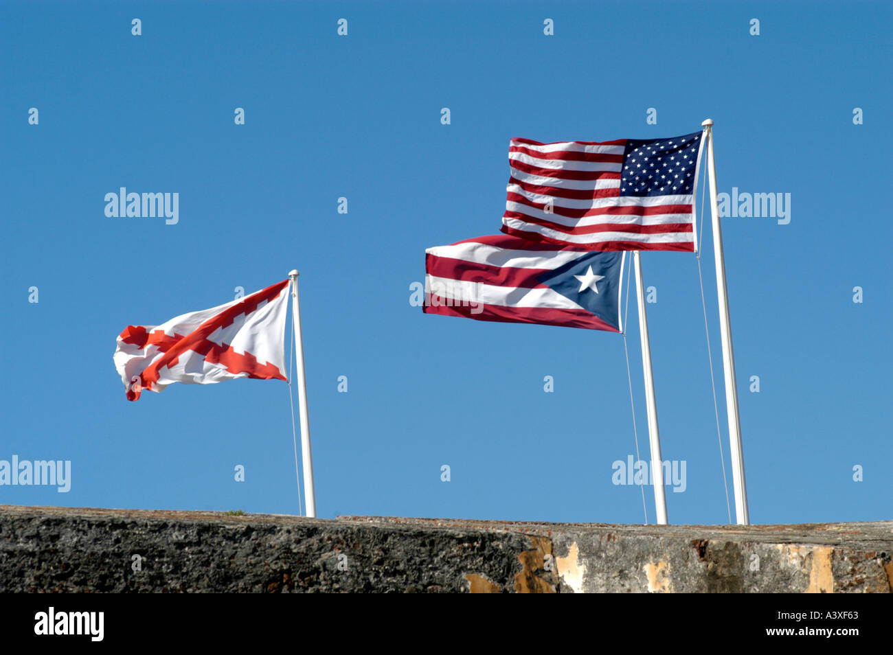 El Morro Fort in Puerto Rico San Juan Flags Stock Photo - Alamy