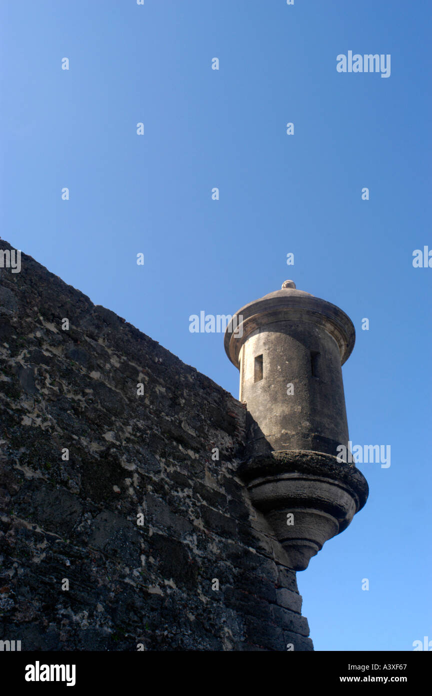 Sentry Box on the old stone wall around San Juan Puerto Rico fort build ...