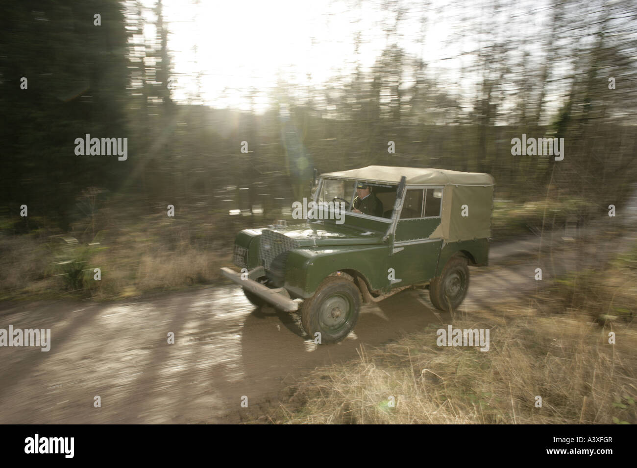Series One Land Rover on an off-road course at the Land Rover factory ...