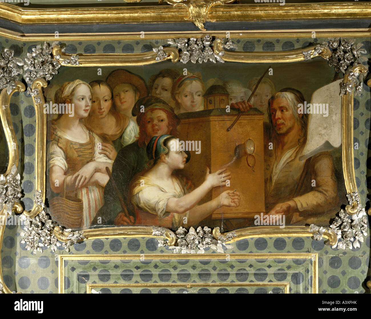 "Brugger, Andreas, (1737 - 1812), painting, "Guckkastenmann", ("raree ...