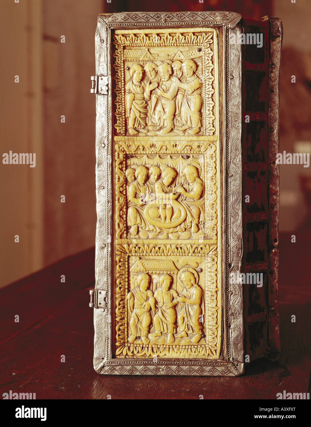 fine arts, middle ages, craft / handcraft, ivory carving, scenes from ...