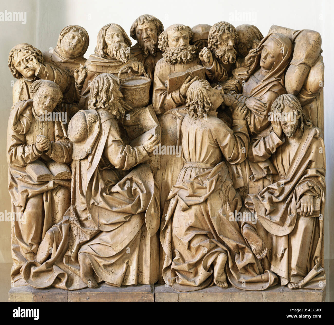 fine arts, relifious art, Saint Mary, death, relief, circa 1480, wood ...