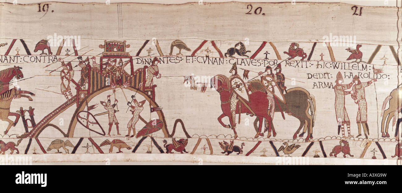 "fine arts, middle ages, romanesque, Bayeux tapestry, Norman, England ...