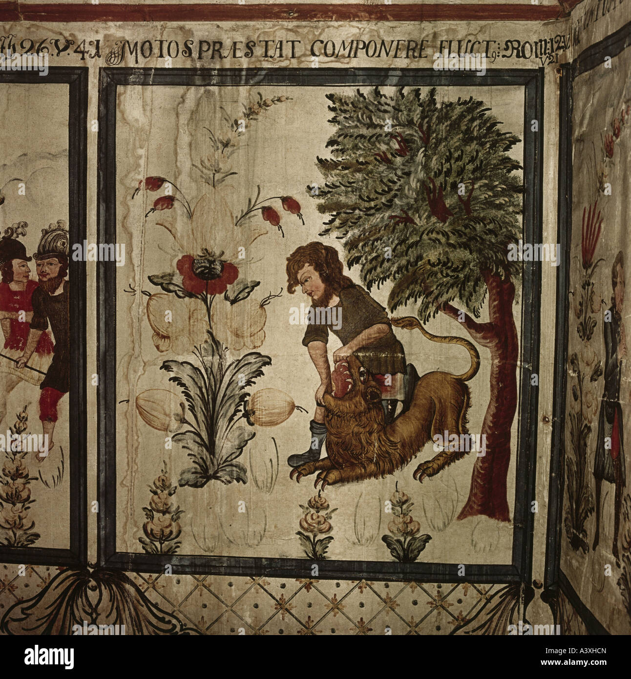 fine arts religious art biblical scenes Samson fighting lion painting ...