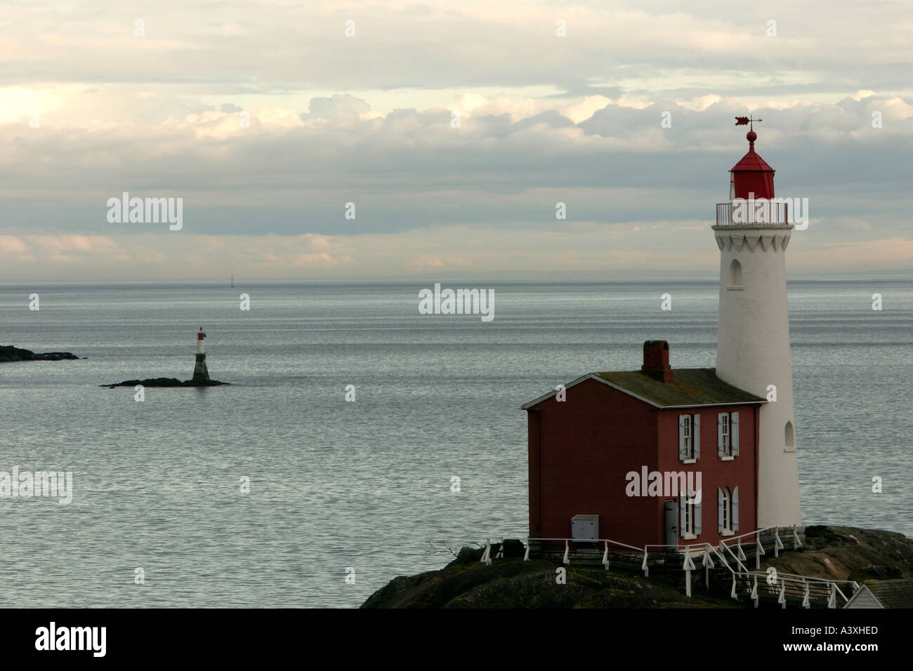 Lighthouse at Fort Rodd Hill Victoria British Columbia Canada Stock ...