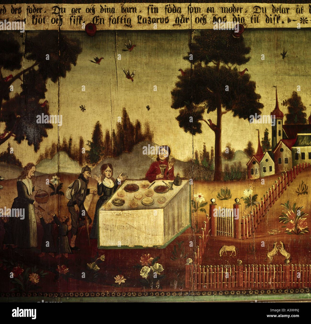 fine arts, religious art, biblical scenes, Lazarus at the Lord `s table ...