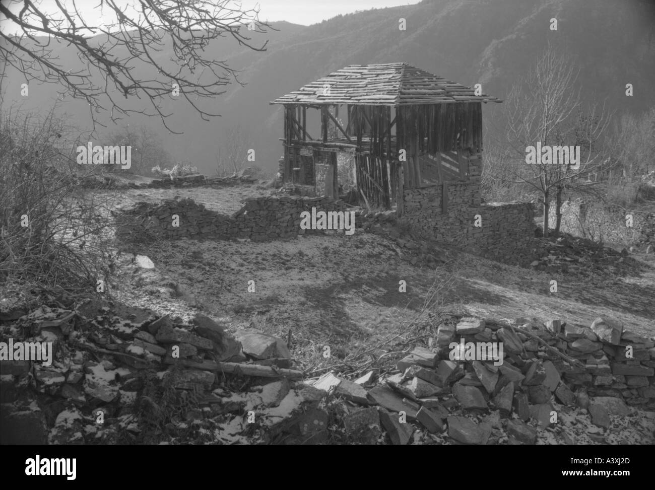 black and white vilich Bulgaria Kovachevica landscape autumn Stock ...