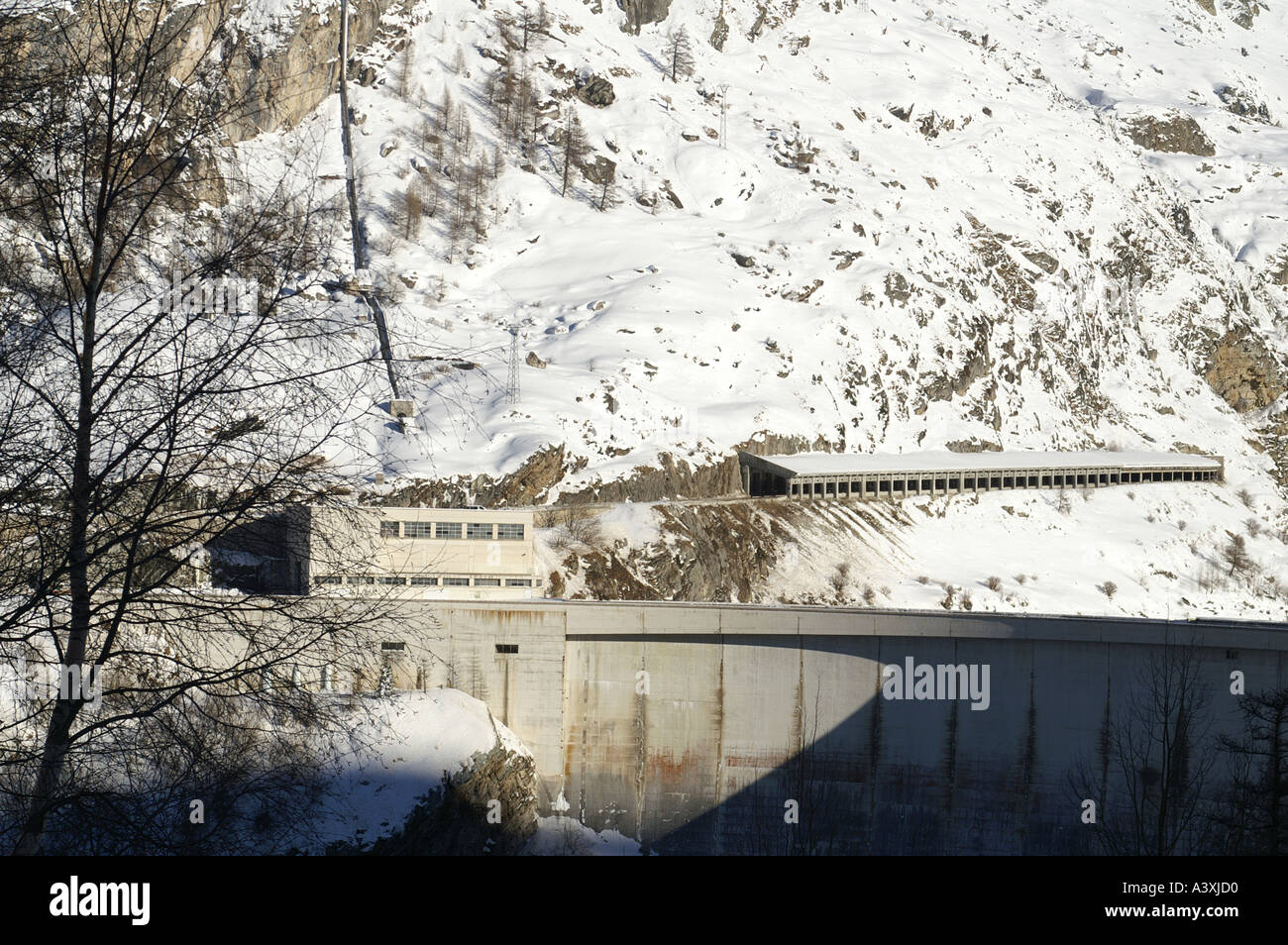 Dam and hydro electric plant at Tignes le Lac Tarentase Savoie France ...