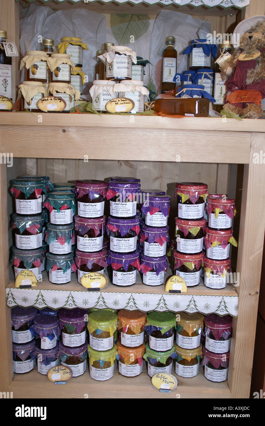French Jams confiture on 3 shelves Stock Photo - Alamy
