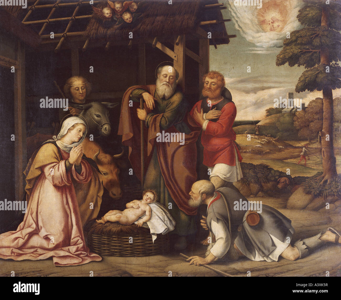 "fine arts, Capriolo, Domenico, (1494 - 1528), painting, "adoration of ...