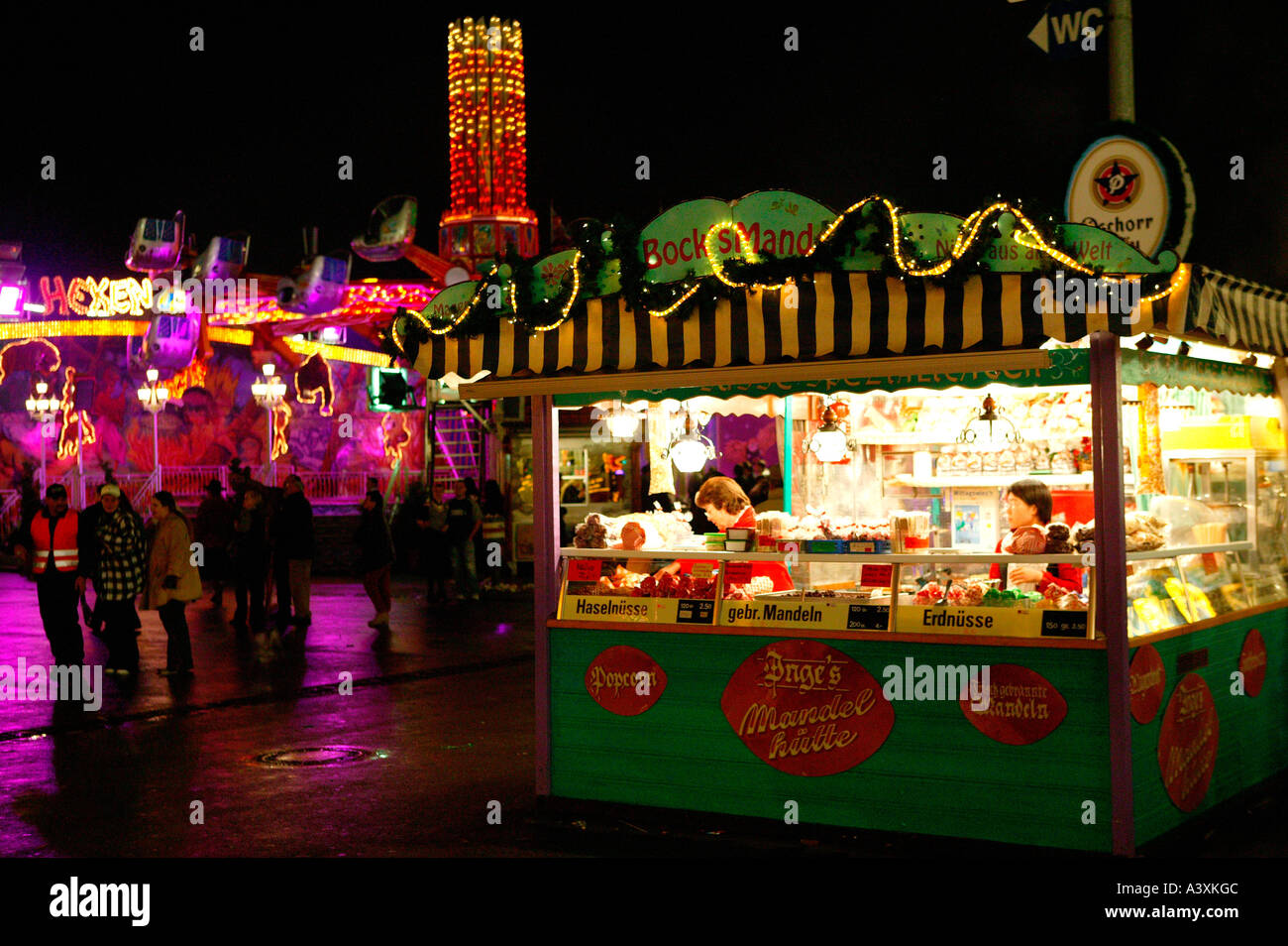Oktoberfest in Munich at night Stock Photo - Alamy