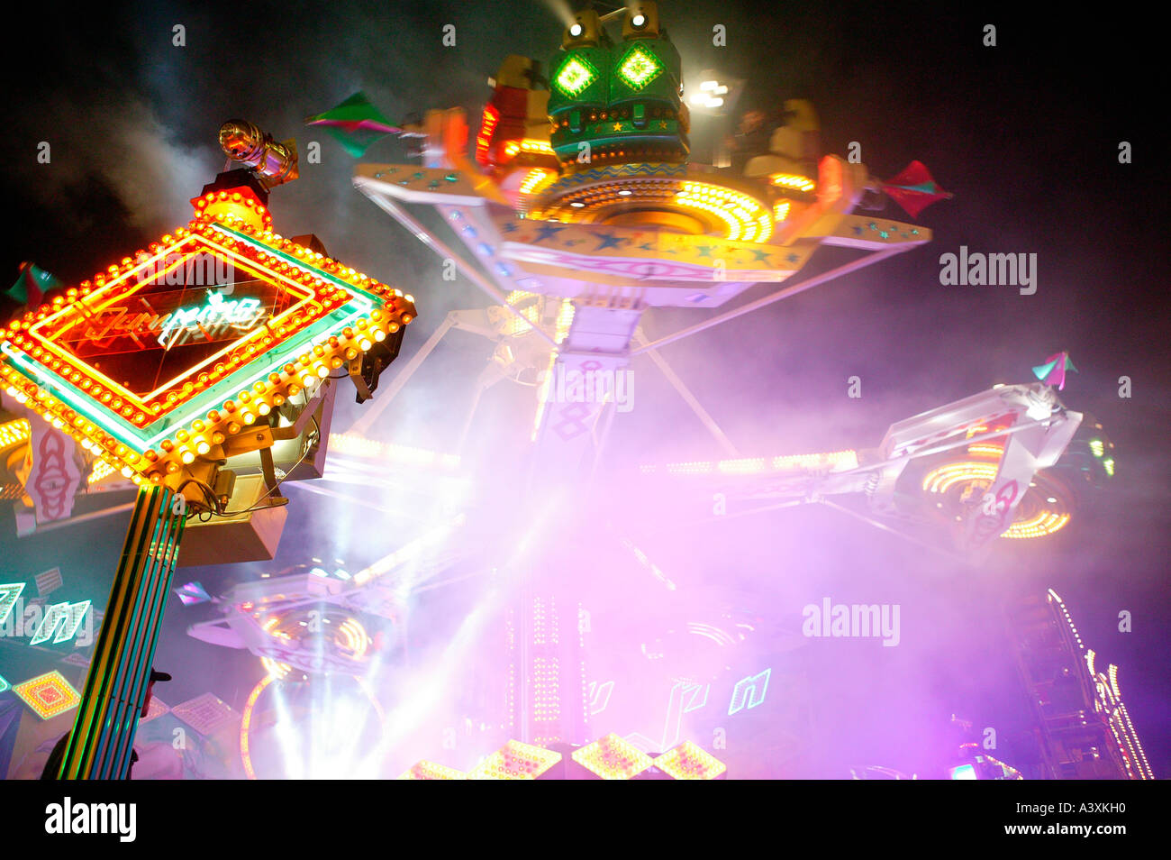 Oktoberfest in Munich at night Stock Photo - Alamy