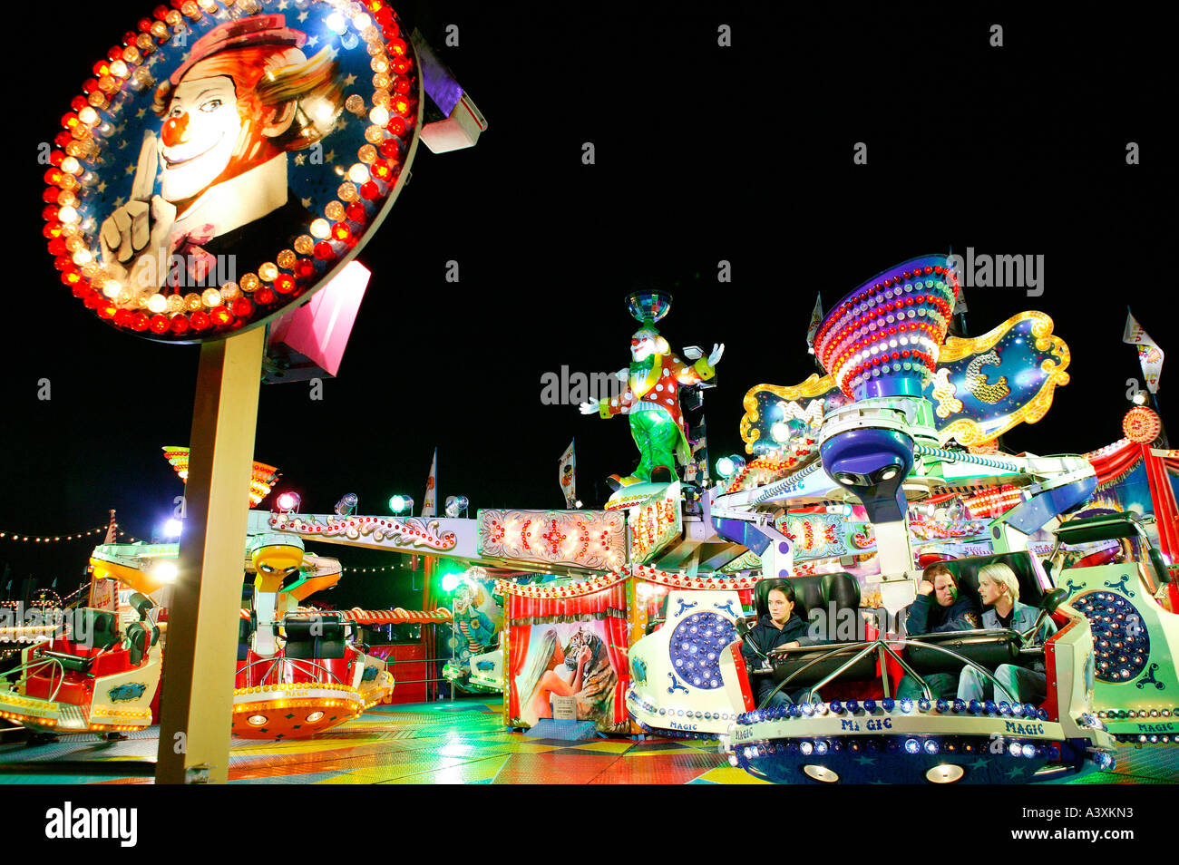 Oktoberfest in Munich at night Stock Photo - Alamy